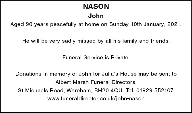 John Nason Funeral Details - Albert Marsh Funeral Directors